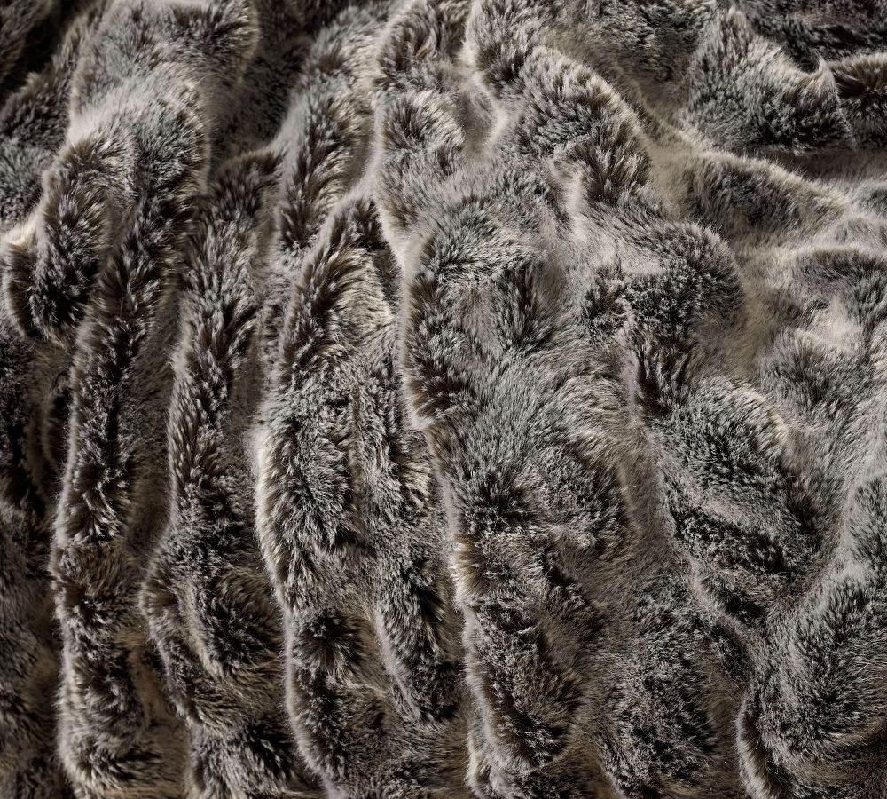 Faux Fur Ruched Throw Blankets | Pottery Barn