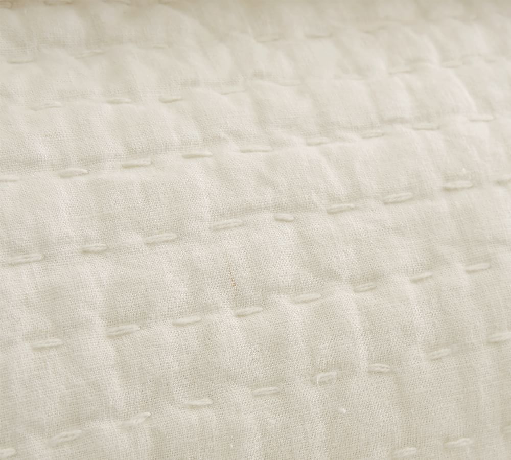 Pick-Stitch Handcrafted Cotton/Linen Quilt | Pottery Barn