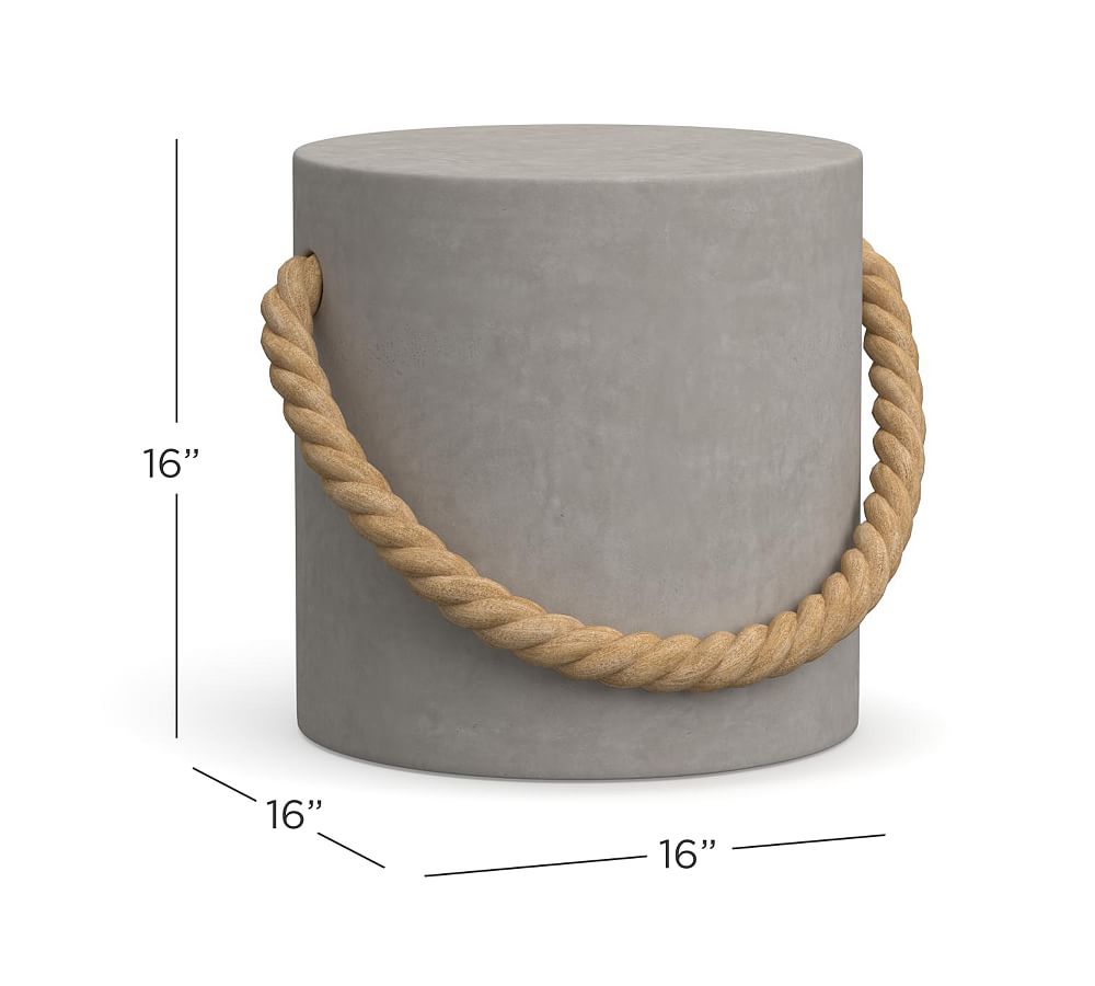 OPEN BOX: Coastal 16" Concrete & Rope Round Side Table | Pottery Barn