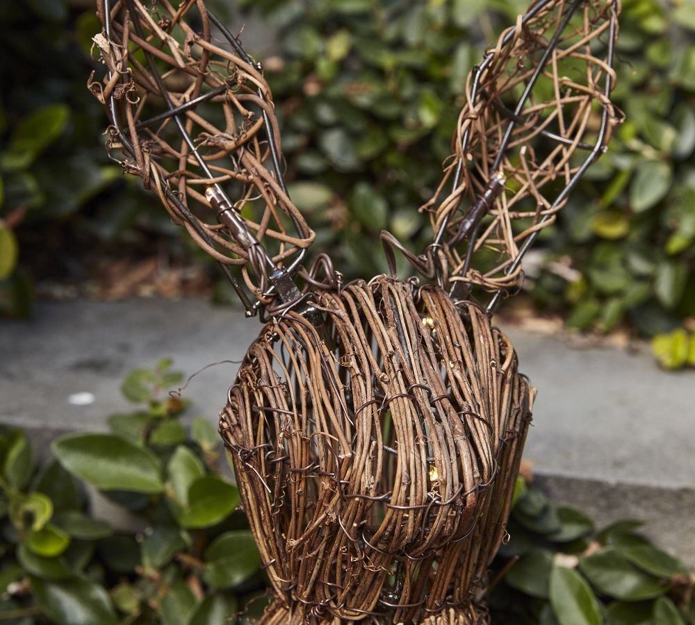 Rattan Bunny with Twinkle Lights | Pottery Barn