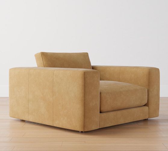 Carmel Lounge Square Arm Leather Armchair | Pottery Barn