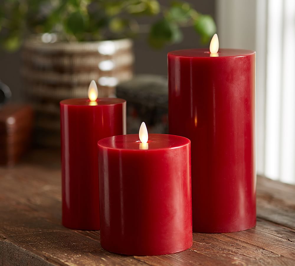 Premium Flickering Flameless Wax Pillar Candles Red at Bethany Tommy blog