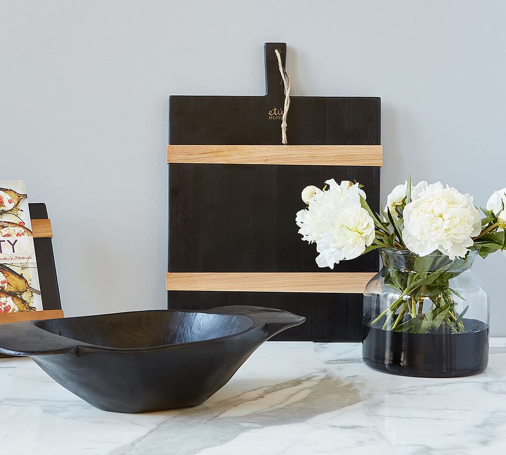 Handmade Reclaimed Wood Cheese Board - Black | Pottery Barn