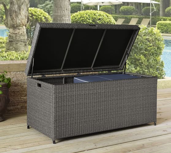 Benson Outdoor Wicker Pool Storage Bin | Pottery Barn