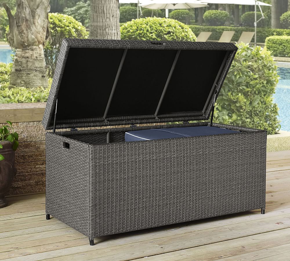 Benson Outdoor Wicker Pool Storage Bin | Pottery Barn