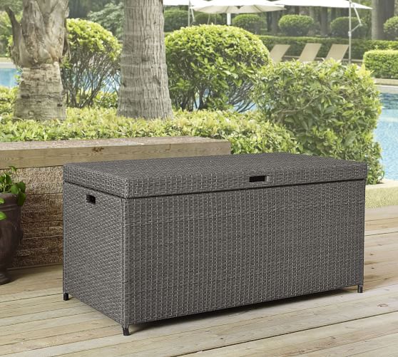 Benson Outdoor Wicker Pool Storage Bin | Pottery Barn