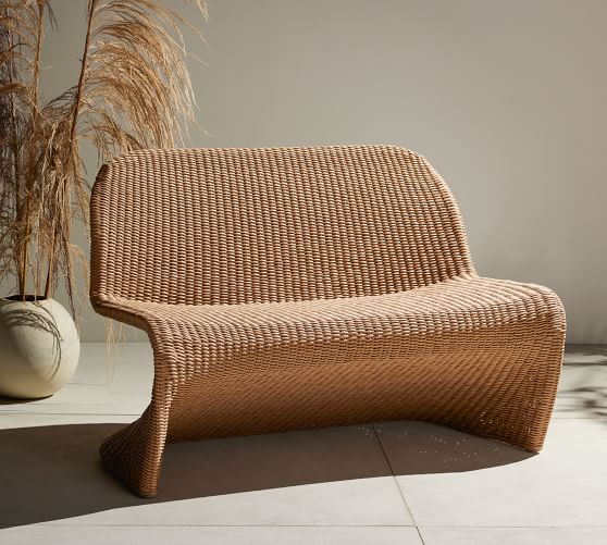 Encinitas 50" Wicker Outdoor Dining Bench | Pottery Barn