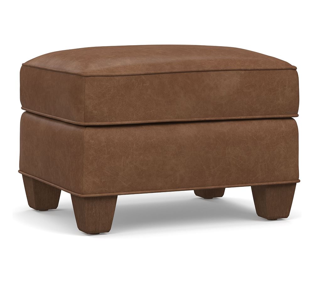 OPEN BOX: Irving Leather Storage Ottoman, Polyester Wrapped Cushions ...