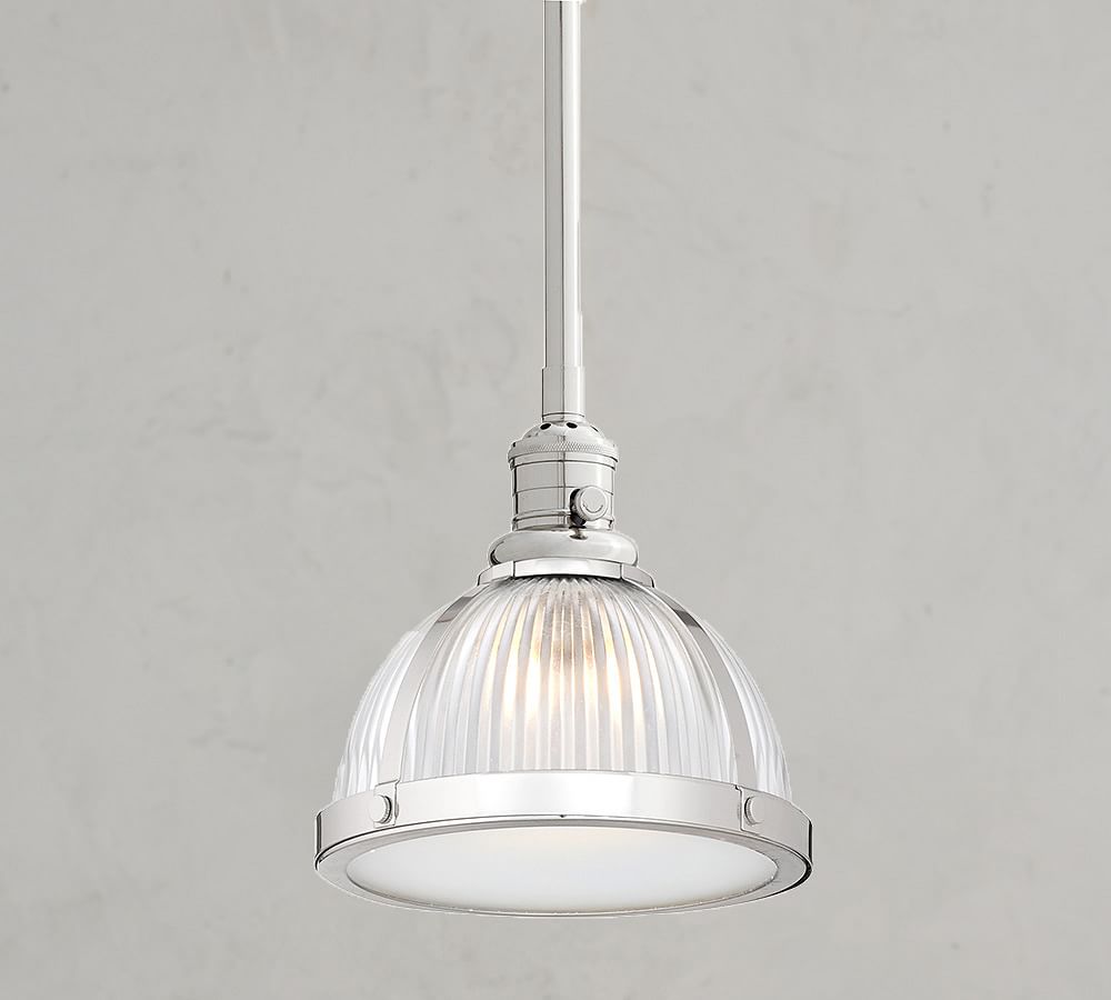 Industrial Ribbed Glass Pole Pendant | Pottery Barn