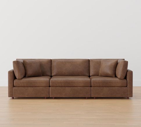 Modular Square Arm Leather 5-Piece L-Shaped Sectional | Pottery Barn