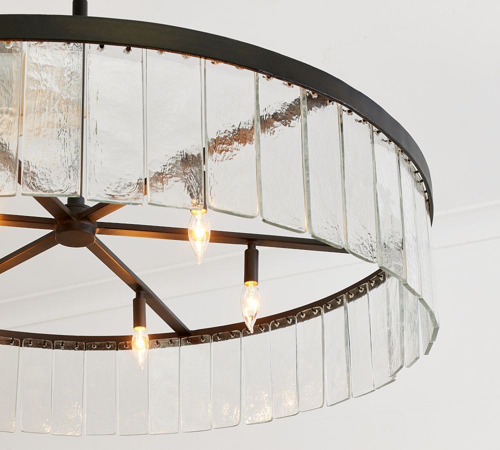 Windham Recycled Glass Tile Round Chandelier | Pottery Barn