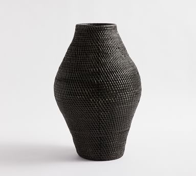 Woven Rattan Vase Collection, Black | Pottery Barn