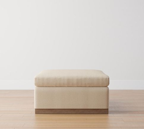 Dream Square Wide Arm Upholstered Modular Ottoman with Wood Base ...