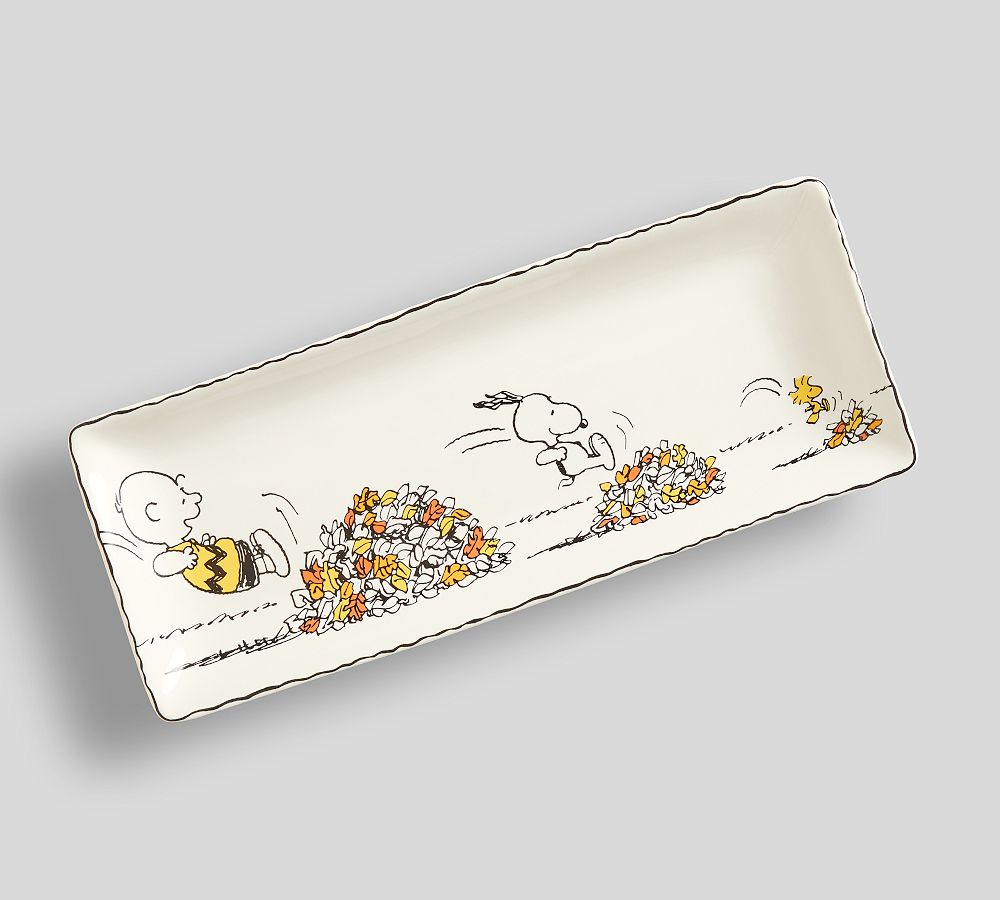 Peanuts™ Fall Leaves Stoneware Cookie Platter | Pottery Barn