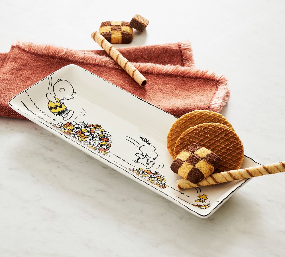 Peanuts™ Fall Leaves Stoneware Cookie Platter | Pottery Barn