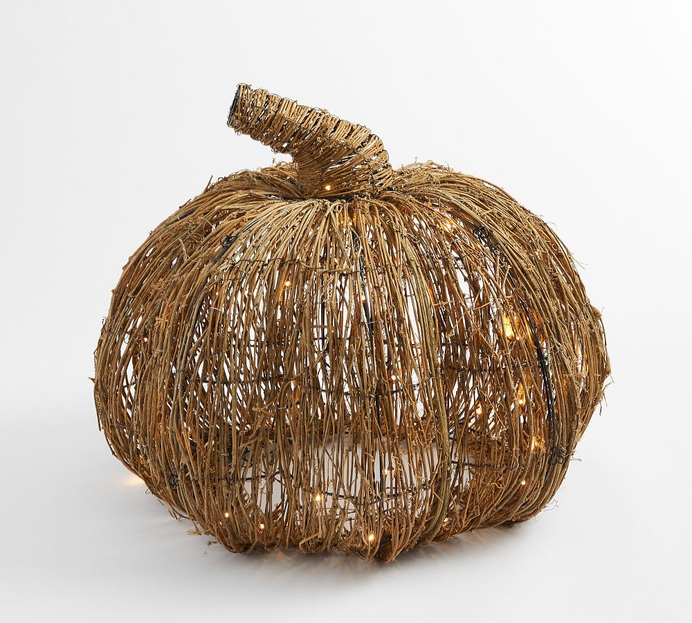 Lit Woven Pumpkin | Pottery Barn