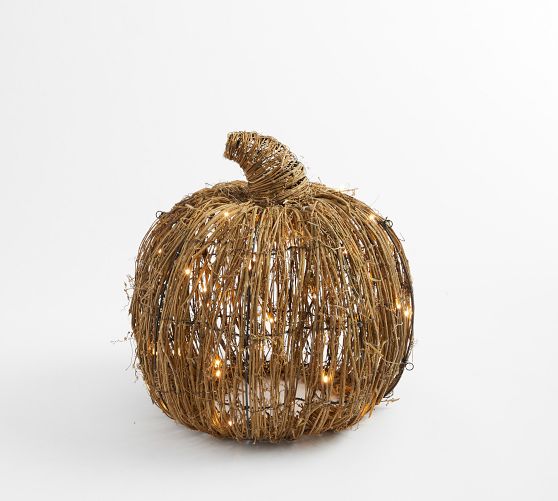 Lit Woven Pumpkin | Pottery Barn