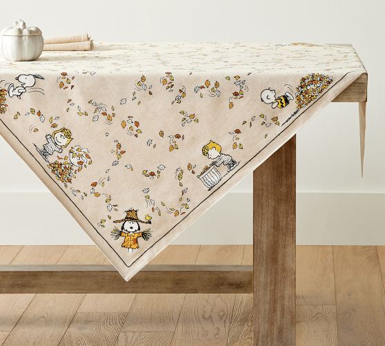 Peanuts™ Fall Leaves Table Throw | Pottery Barn