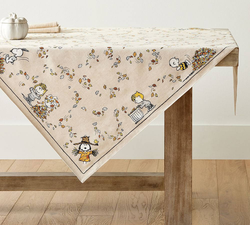 Peanuts™ Fall Leaves Table Throw | Pottery Barn
