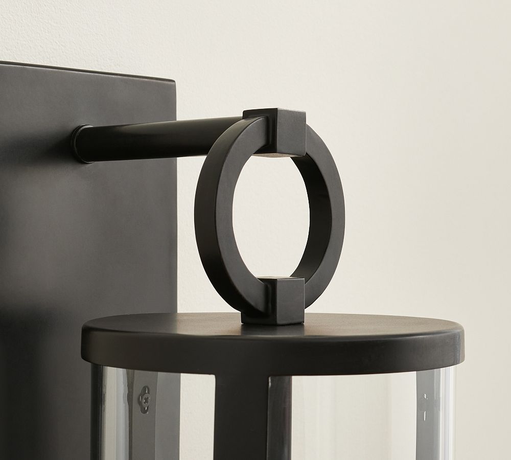 Manor Outdoor Glass & Iron Cylinder Sconce | Pottery Barn
