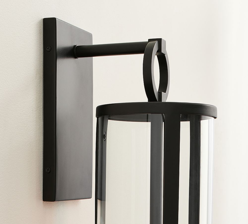 Manor Outdoor Glass & Iron Cylinder Sconce | Pottery Barn