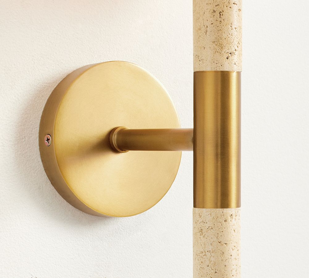 Sterling Travertine Shaded Sconce | Pottery Barn