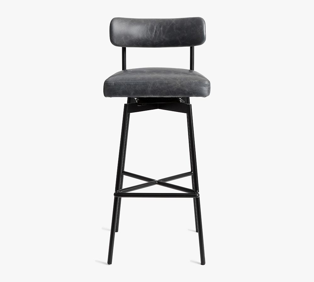 Maison Leather Low Back Swivel Stool | Pottery Barn