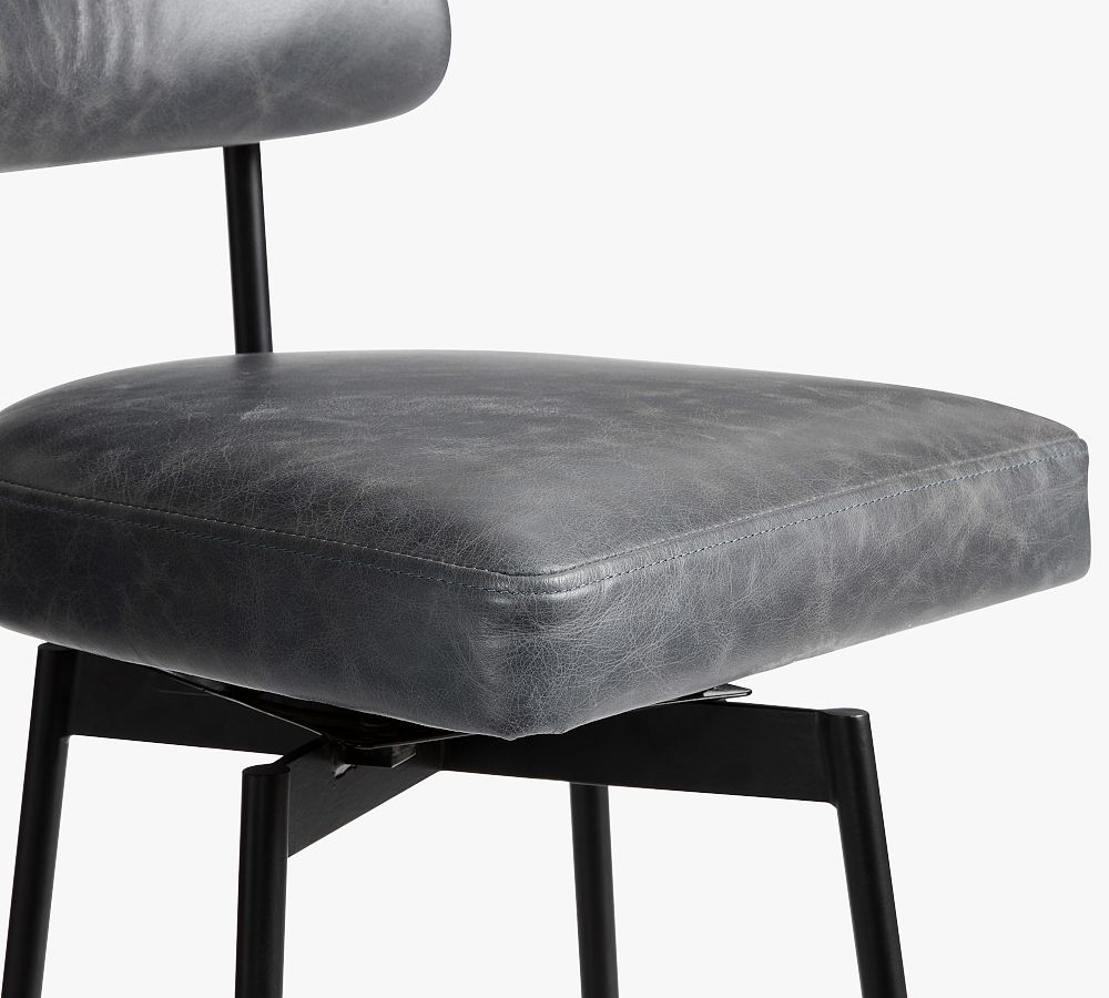 Maison Leather Low Back Swivel Stool | Pottery Barn
