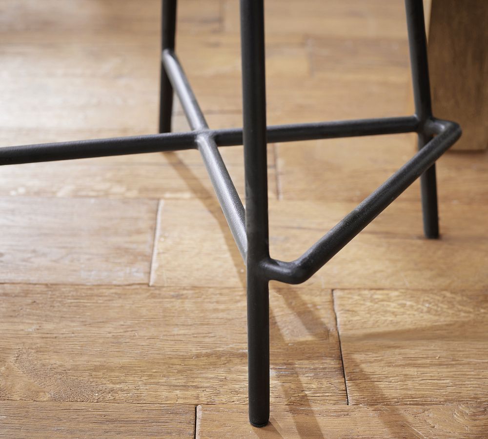 Maison Leather Low Back Swivel Stool | Pottery Barn