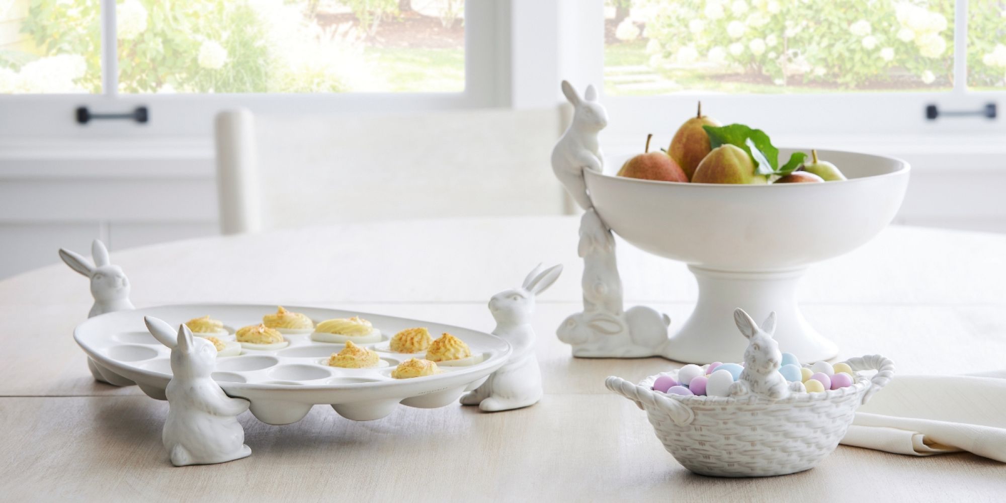 Rustic Bunny Basketweave Handcrafted Stoneware Candy Bowl | Pottery Barn