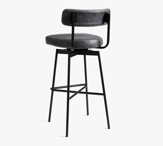 Maison Leather Low Back Swivel Stool | Pottery Barn