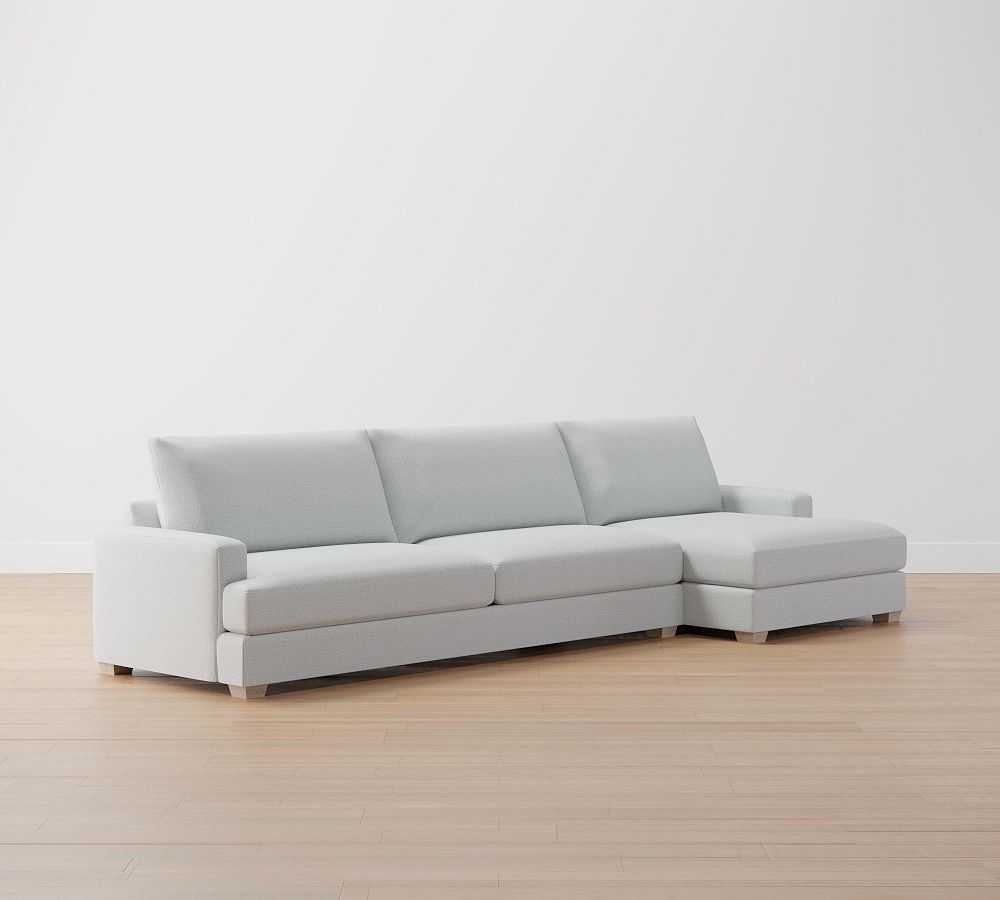 Canyon Square Arm Upholstered Sofa Double Wide Chaise Sectional ...