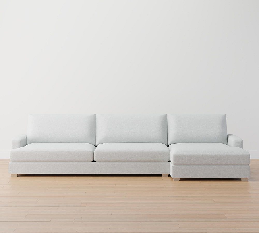 Canyon Square Arm Upholstered Sofa Double Wide Chaise Sectional ...