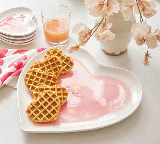 Watercolour Heart Shaped Stoneware Serving Platter | Pottery Barn