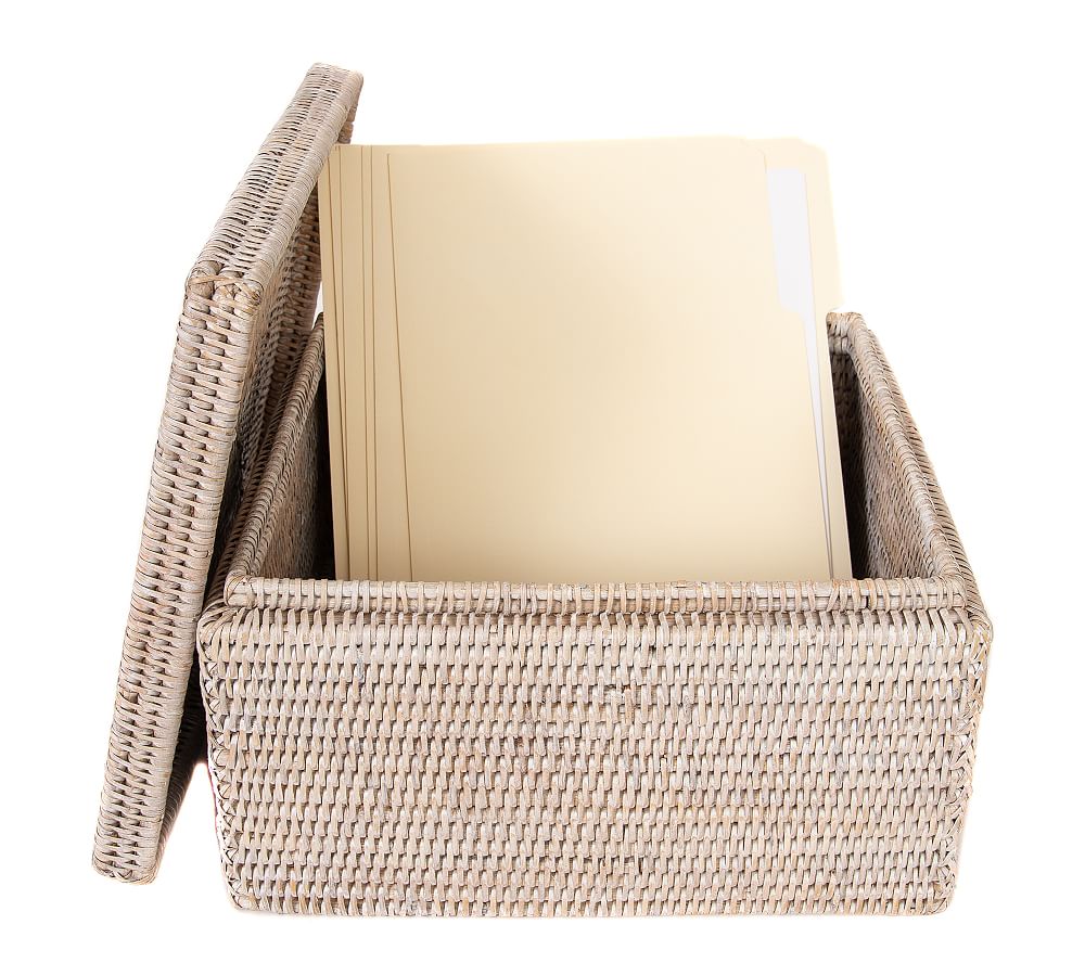 Tava Handwoven Rattan Square Storage Box With Lid | Pottery Barn