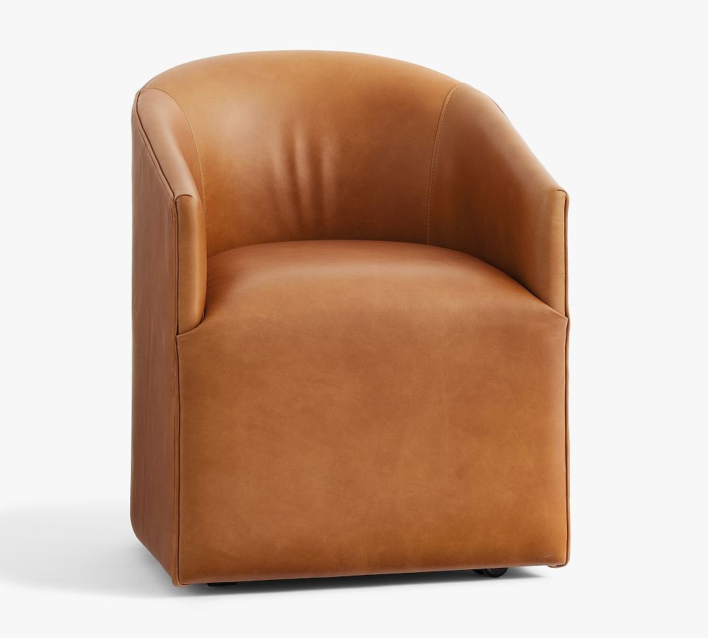 Baldwin Leather Barrel Back Dining Chair | Pottery Barn