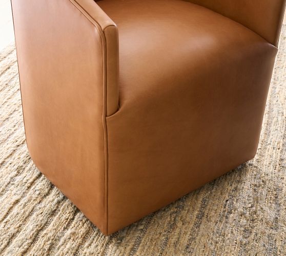 Baldwin Leather Barrel Back Dining Chair | Pottery Barn