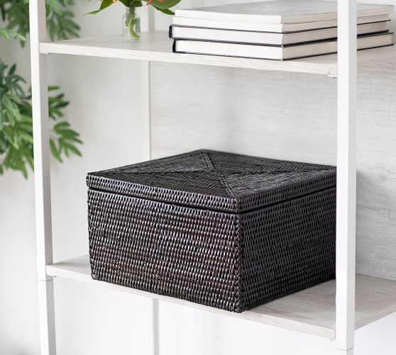 Tava Handwoven Rattan Square Storage Box With Lid | Pottery Barn