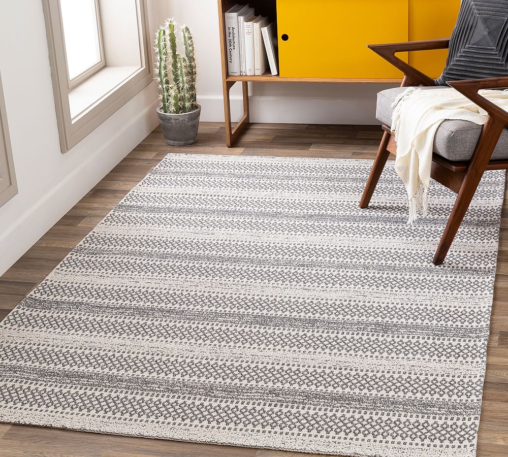 Loida Machine Washable Striped Cotton Rug | Pottery Barn