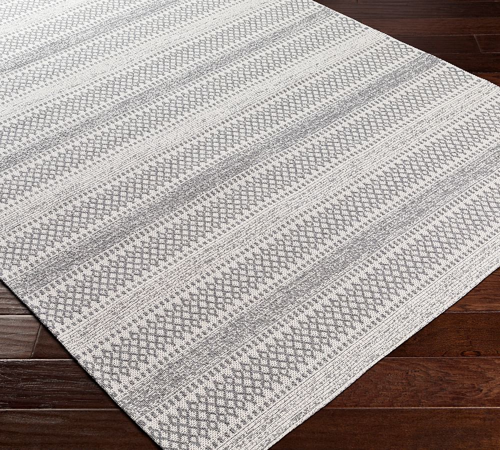 Loida Machine Washable Striped Cotton Rug | Pottery Barn