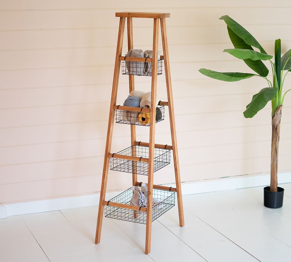 Wooden And Wire Basket Tower | Pottery Barn