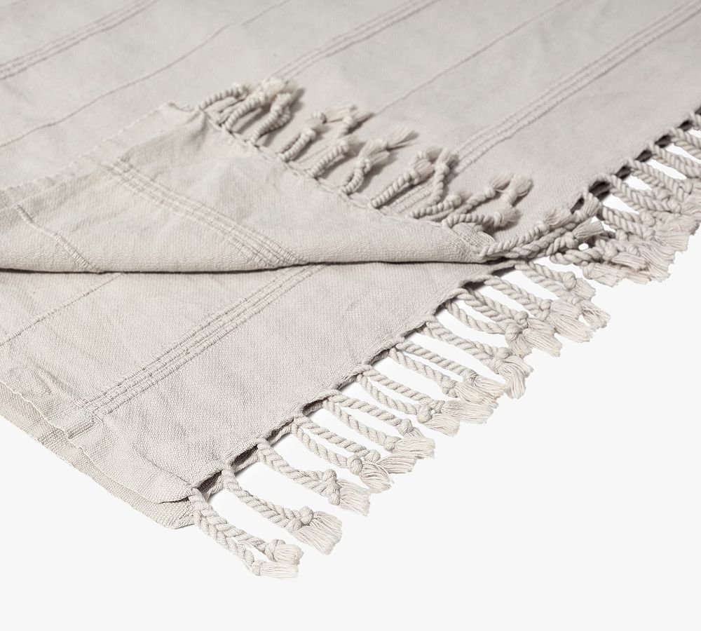 Turkish Cotton Striped Tassel Throw Blanket | Pottery Barn