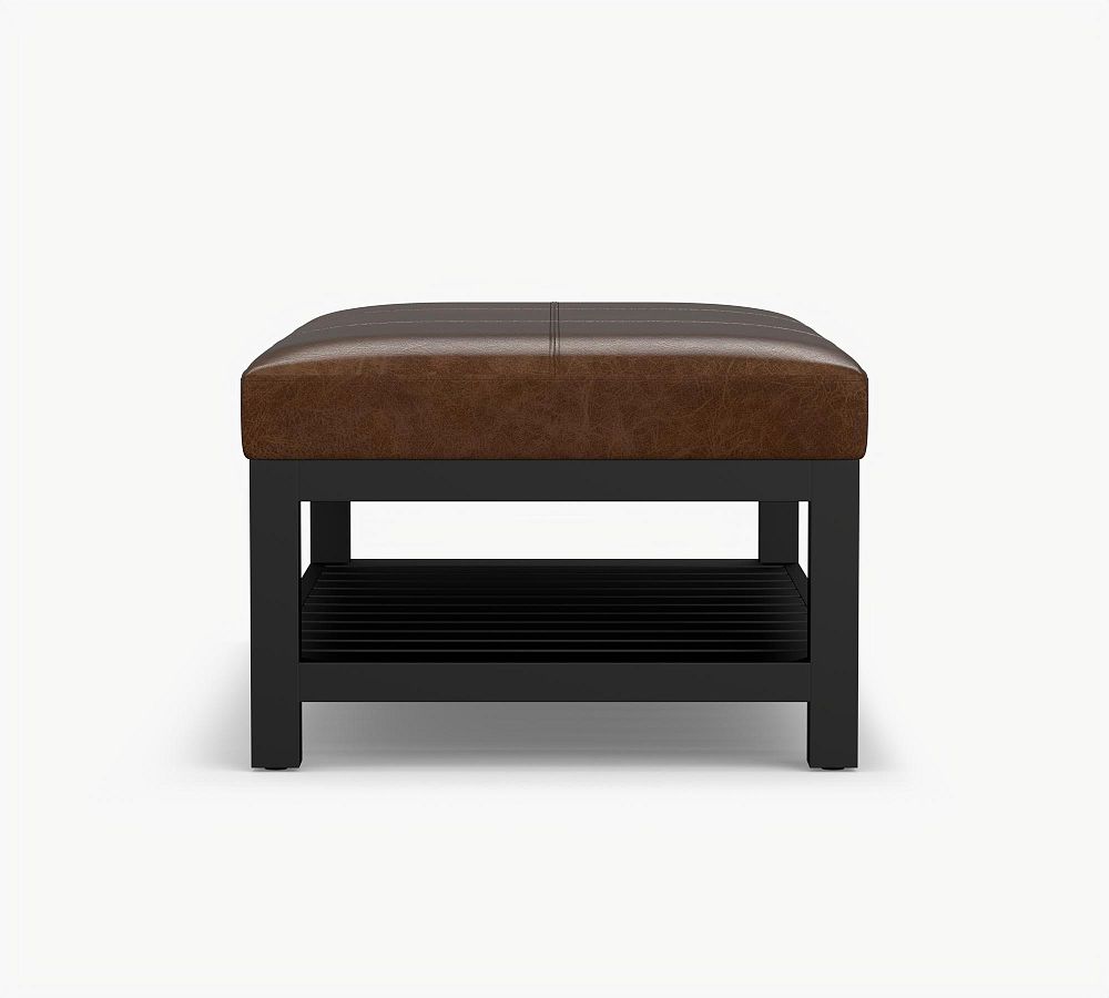 Jake Rectangular Leather Ottoman | Pottery Barn