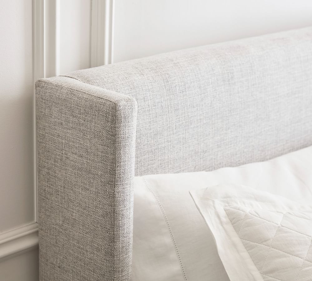 Jake Upholstered Platform Bed with Metal Legs | Pottery Barn