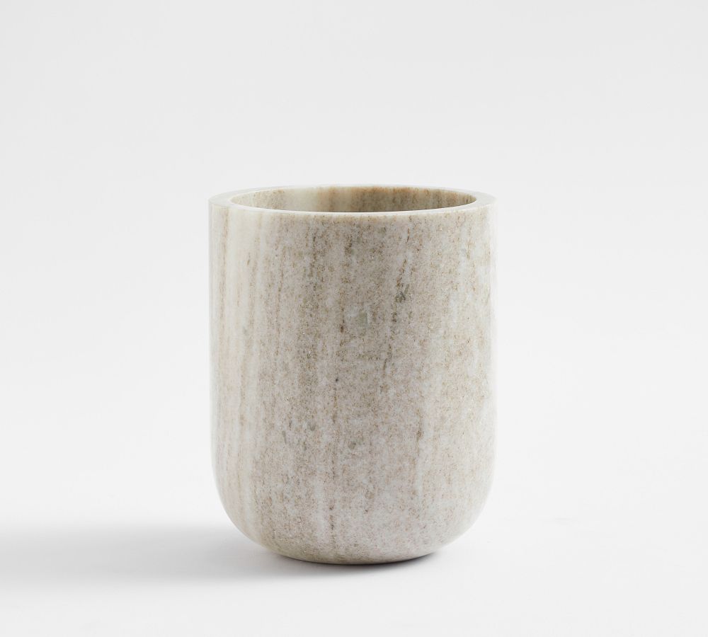 Handcrafted Beige Marble Utensil Crock | Pottery Barn