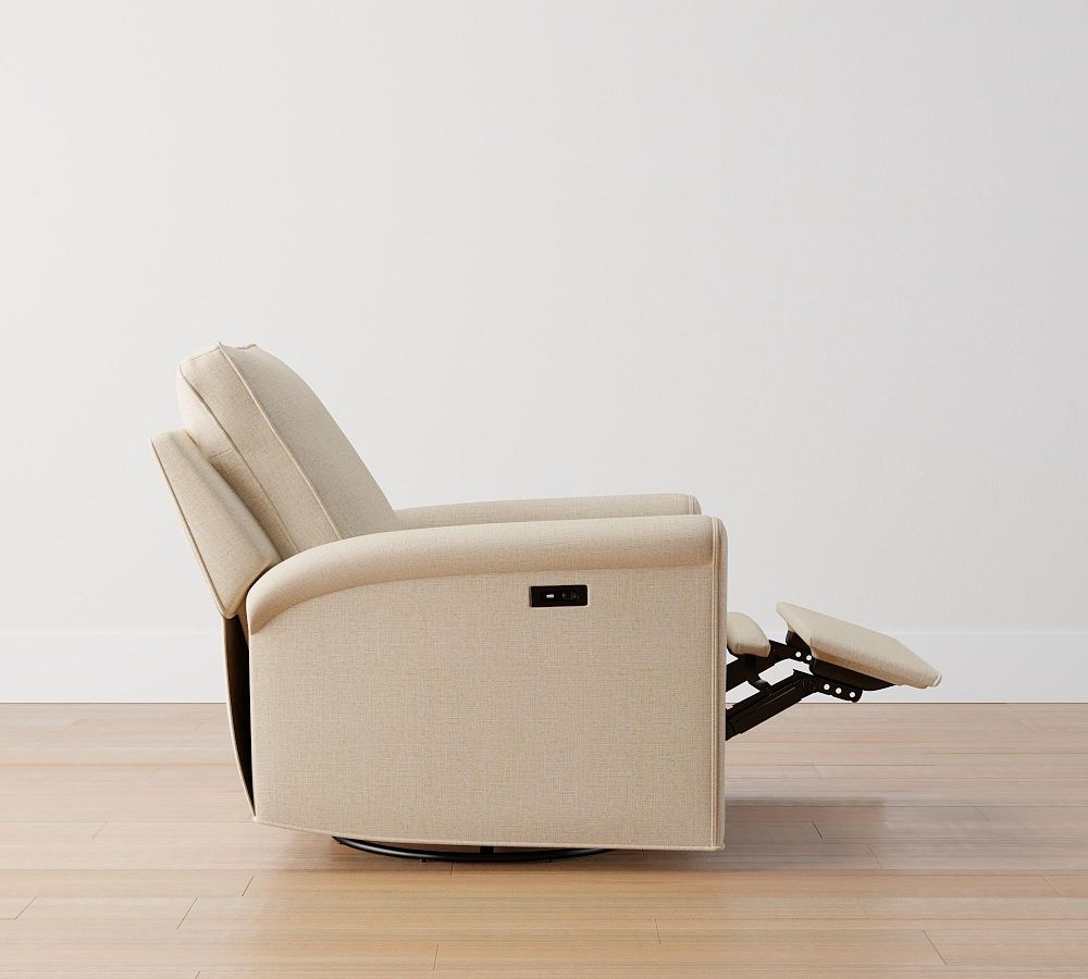 Tyler Roll Arm Upholstered Power Swivel Glider Recliner | Pottery Barn