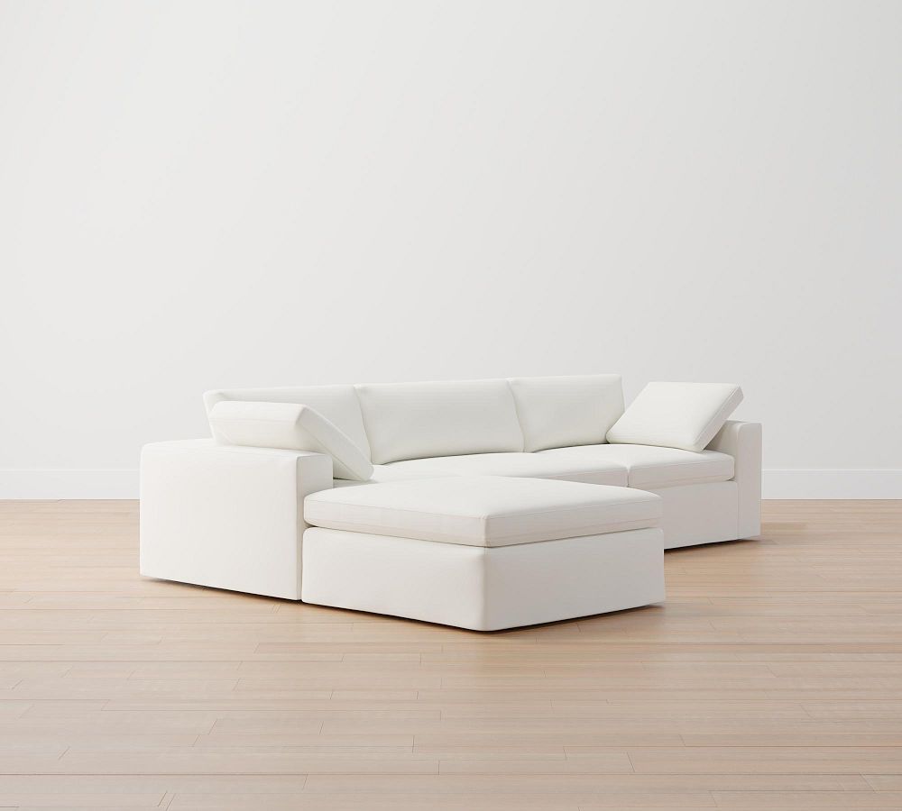 Dream Square Wide Arm Slipcovered Modular Sofa Chaise Sectional ...