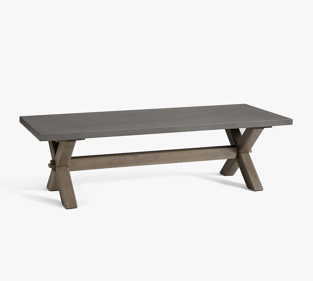 Abbott Concrete & Acacia Rectangular Outdoor Coffee Table | Pottery Barn