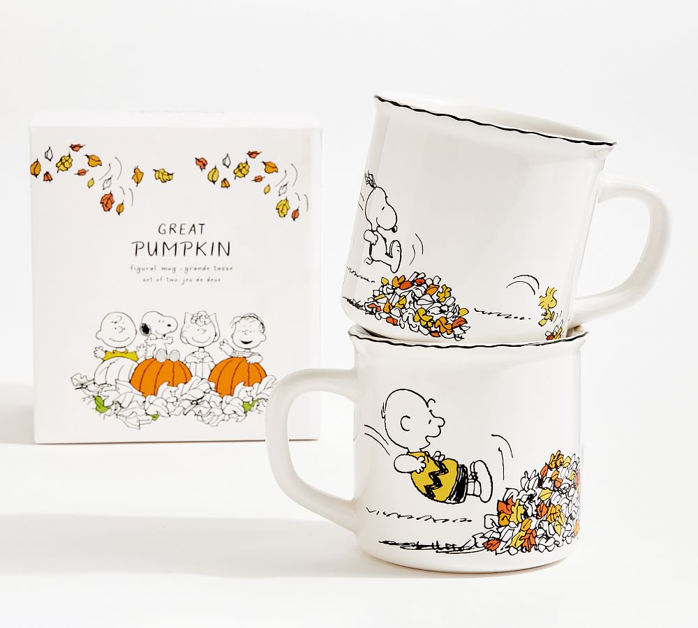 Peanuts™ Stoneware Fall Leaves Mugs - Set of 2 | Pottery Barn