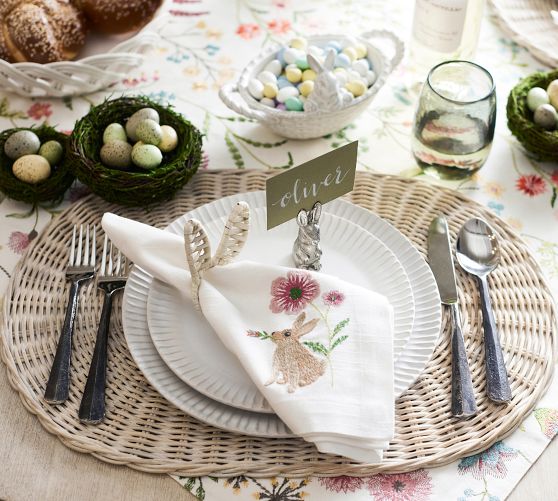 Spring Garden Cotton Embroidered Napkins - Set of 4 | Pottery Barn